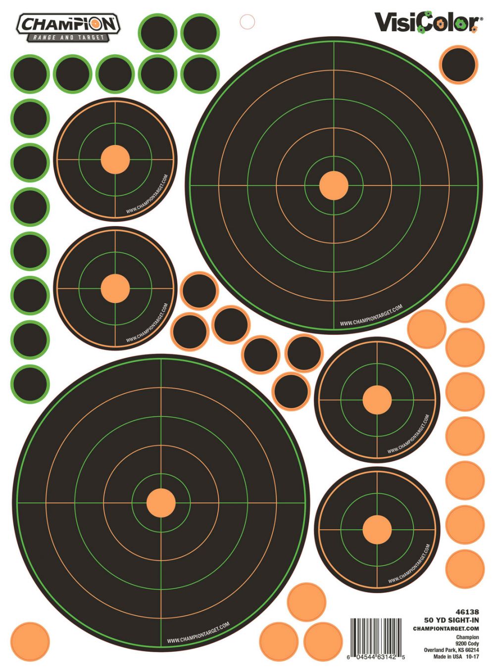 Champion Targets VisiColor Adhesive Targets Bullseye/Sight-In Variety ...