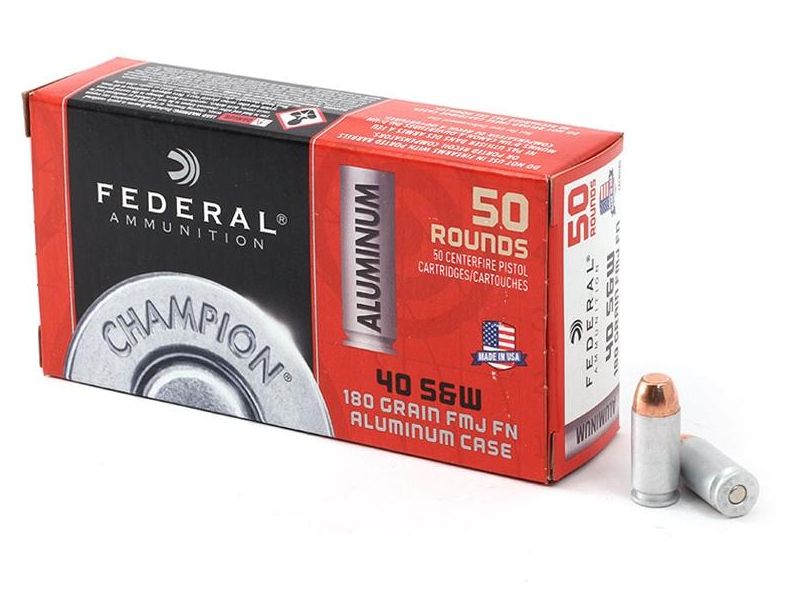 fEDERAL CHAMPION ALUMINUM 40s&w 180GR FMJ 50RD